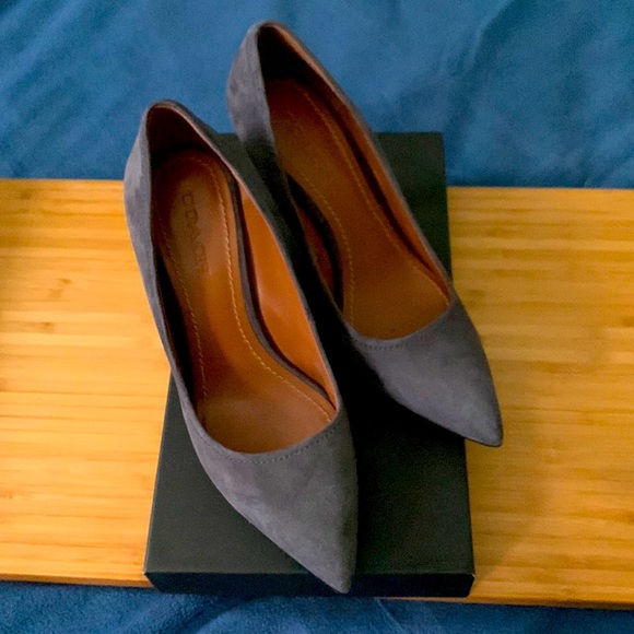 Coach | Shoes | Coach Navy Suede Pumps | Poshmark